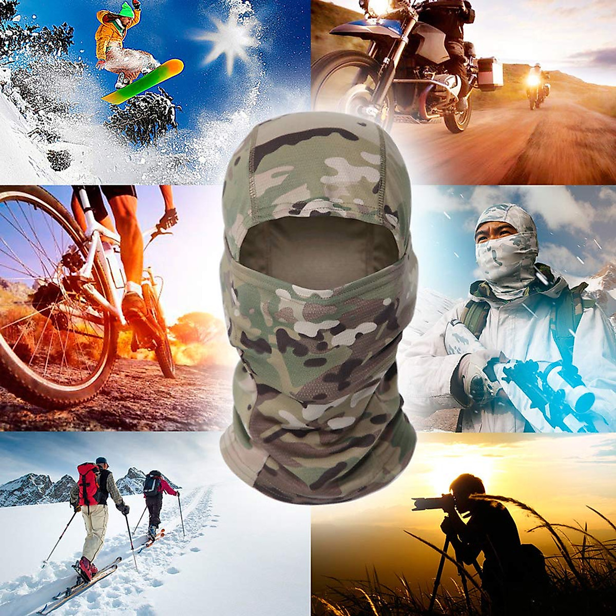 HamLen Headwear Balaclava Face Mask UV Protection for Men Women Ski Sun Hood Tactical Cycling Sports Masks (Black)