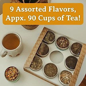 Heavenly Tea Leaves 9 Flavor Variety Pack, Loose Leaf Tea Sampler (Approx. 90 Cups of Tea) - High to No Caffeine, Great Hot or Iced, Assortment of Green, Herbal, Black, & White Teas