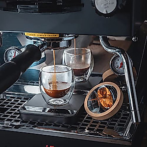 UPTTHOW Espresso Lens Reflective Mirror Flow Rate Observation Wooden Base Magnetic Cafe Machine Tool Coffee Maker Accessories for Home Barista Cafe Bar