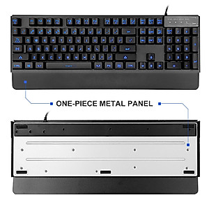 SADES K1 Metal Gaming Keyboard Wired USB 3 Colors Backlight PC Computer Keyboard with 19 Non-Conflict Keys