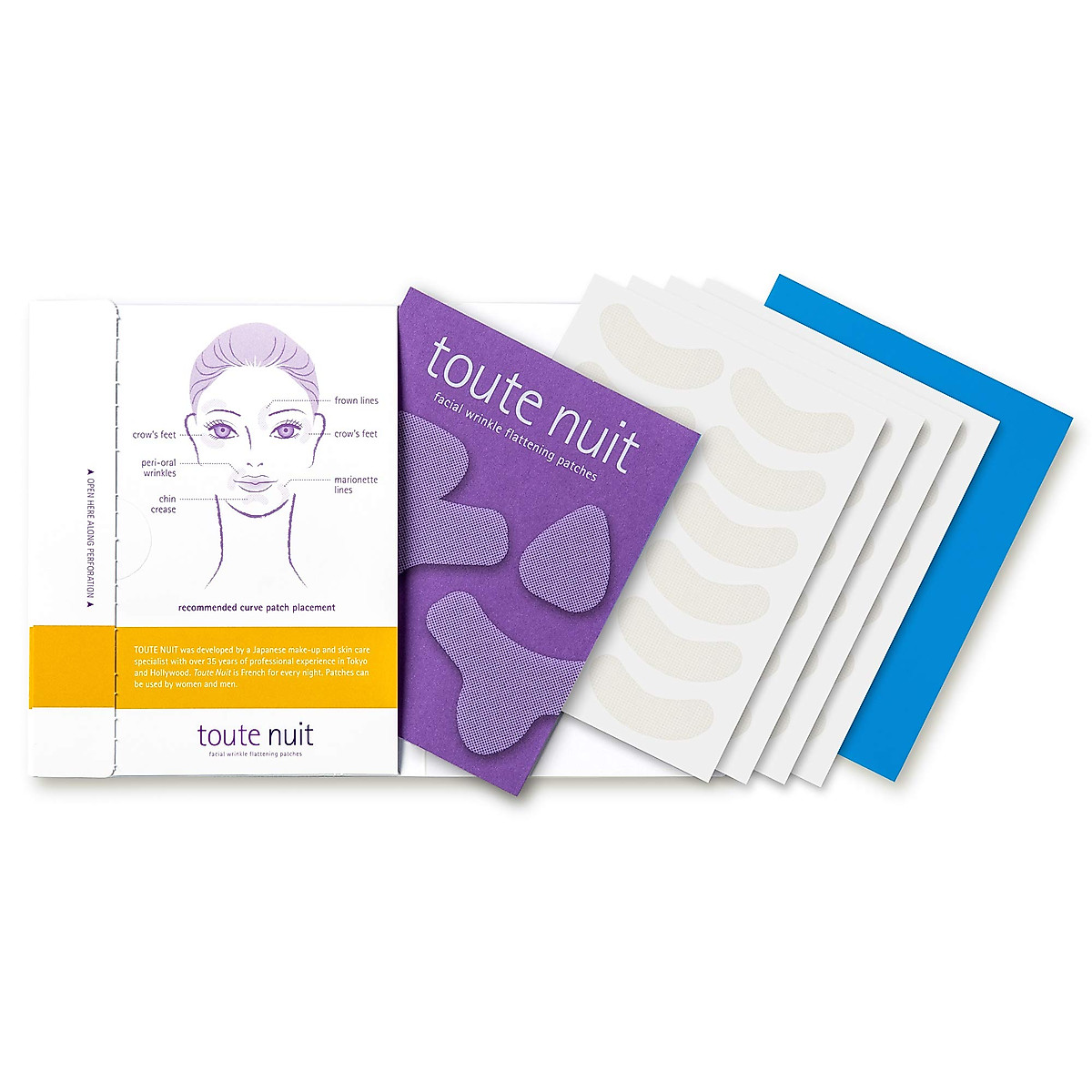 Toute Nuit Facial Wrinkle Patches, Face Tape, Curve, Fine Lines Around Eyes and Mouth, 48 Patches