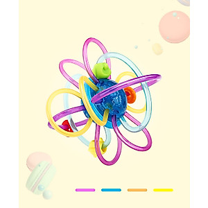 Zooawa Baby Teether, Soft Rattle and Sensory Ball Teething Toy for Pain Relief, BPA-Free Teether Ball Rattle Toy for Infants and Toddlers All Ages, Easy to Hold, Translucent