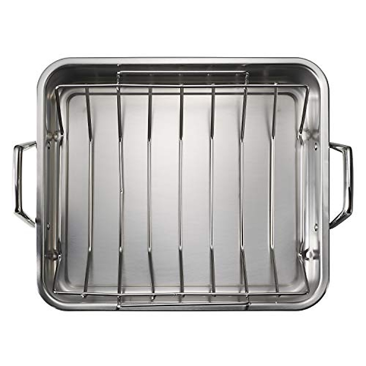 Tramontina 16.5-Inch Stainless Steel Deep Roasting Pan with Basting Grill and V-Rack, Turkey Roaster for Oven, Dishwasher Safe, Made in Brazil