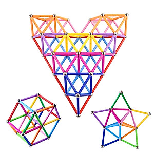 Veatree 308Pcs Magnetic Building Sticks Blocks Toys, Magnet Educational Toys STEM Toys for Kids and Adult, 3D Non-Toxic Building Toy with Storage Bag