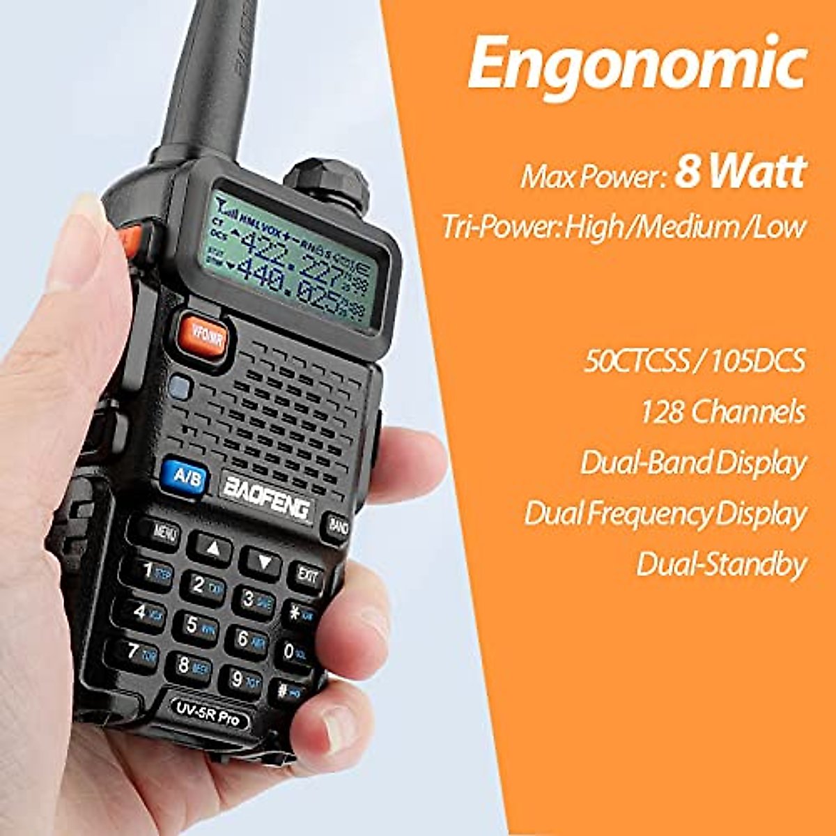 Baofeng UV-5RPro 8W 2Pack Ham Radio Two Way Radio More Radio Case One Programming Cable