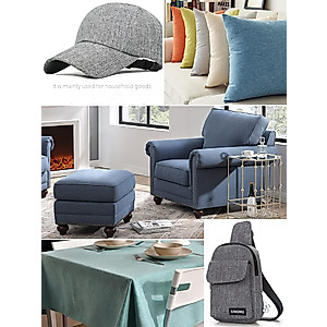 TinaKim Thick Upholstery Fabric, for Reupholster Chair Sofa Cover, Faux Linen Type Cloth Material (Grey Blue 16, 1 Yard (57x 36 inch))