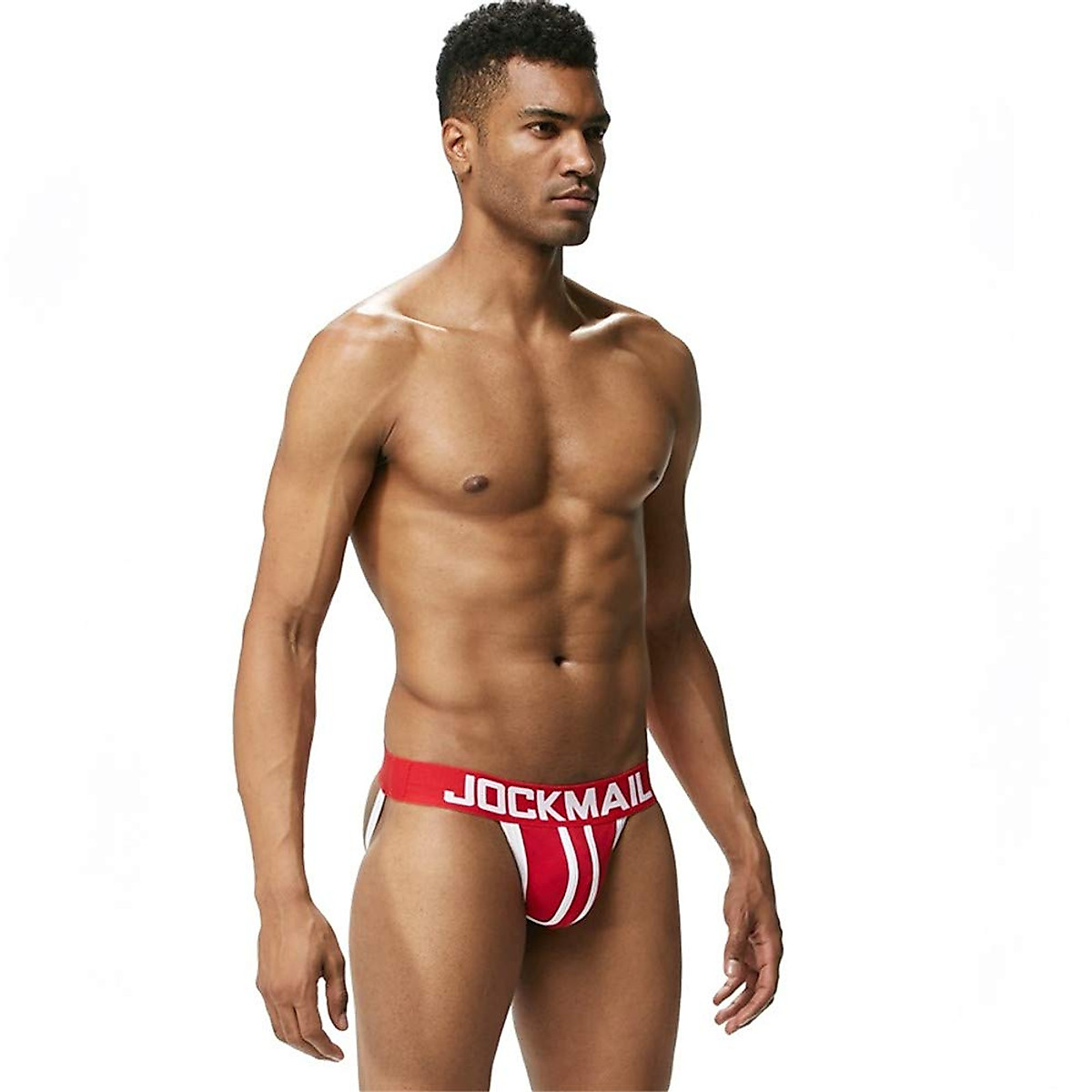 JOCKMAIL Mens Cotton Underwear Bikini Jockstrap Underwear for Men G-String Thong (XXL, Red)