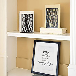 CNK Book Ends Bookends for Decorative Books Holder Bookend Shelves End Hold Heavy Duty Holders Stoppers Metal Stopper Cute Boho Bookshelf Holds Cookbook Office Home Set of 2 Bookends Pair Black