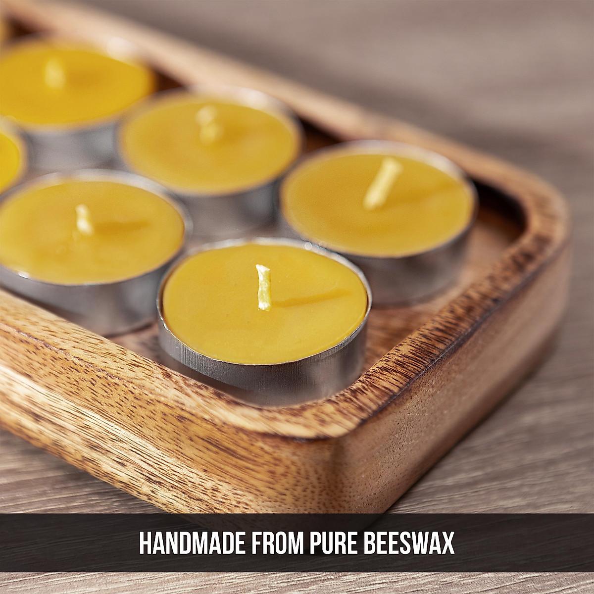 100% Pure Beeswax Tealight Candle Set of 48-3 Hours Lasting Smokeless Tealight Candles - Cotton Wick - Unscented Tea Light Candles - Candle Lover Gift