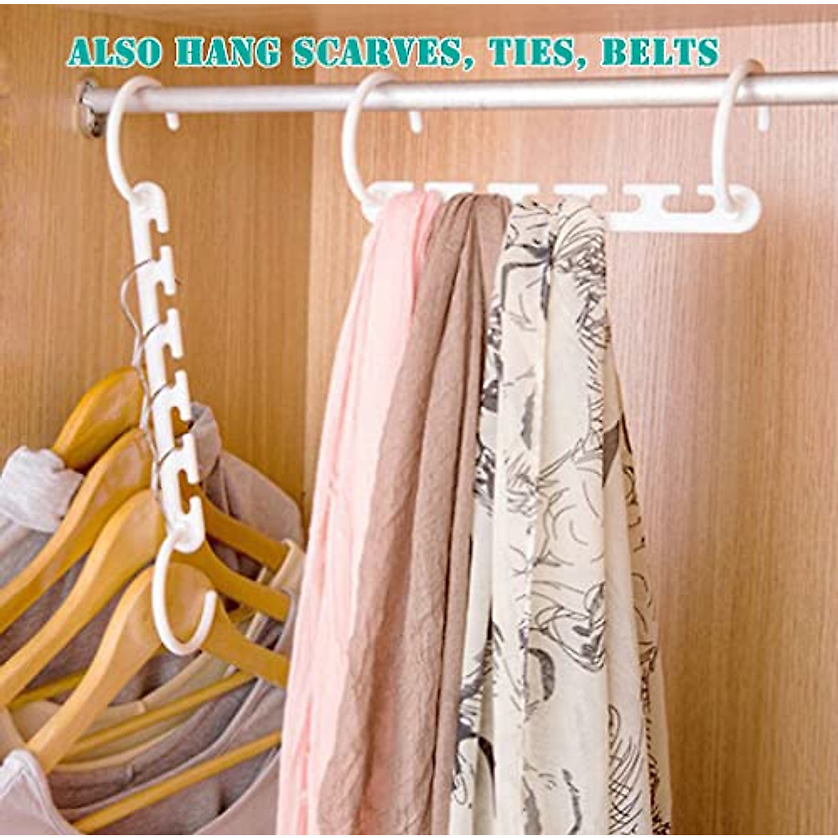 Sisnails 6 Pack White Magic Hangers Space Saving Hangers for Closet Organizer， Plastic Clothes Hangers ，Multifunctional Closet Storage Hangers, Essential Hangers for Dormitories and Home