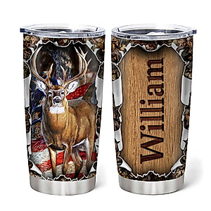 Hyturtle Personalized Hunting Gifts For Men - Deer Hunting Tumbler 20Oz Travel Coffee Mug Stainless Steel- Fathers Day Gift For Dad Him Boy Husband From Son Wife- Birthday Christmas Gifts For Hunters
