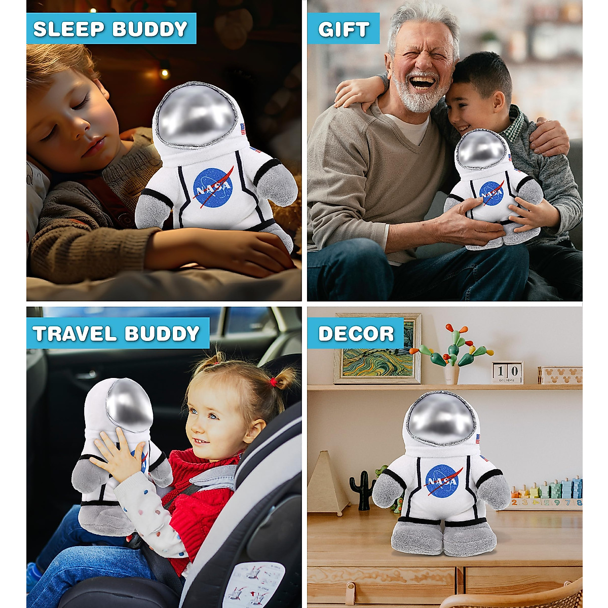 DolliBu Snug Mooshies Standing Astronaut Stuffed Plush Toy - Cuddly Super Squishy Soft Toys, Huggable Big Stuffed Plush for Girls and Boys, Cute Toy Stuffed Pillow for Kids - 9 inches