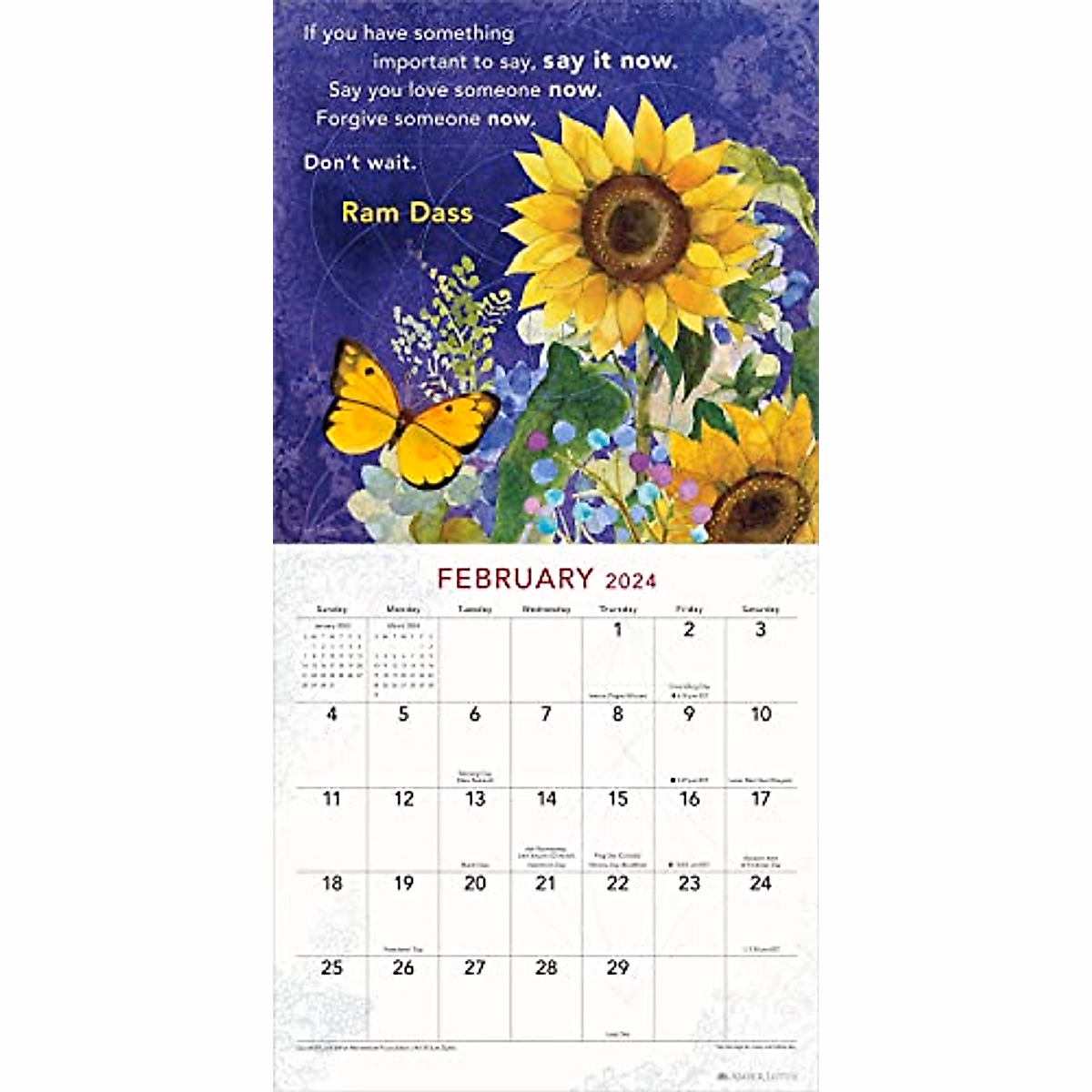 Be Here Now 2024 Wall Calendar: Teachings from Ram Dass | 12" x 24" Open | Amber Lotus Publishing