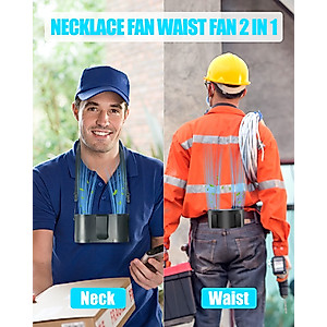 Lvkakmox 2024 Upgraded Waist Fan - 3 In 1 Portable Waist Clip Fan & Belt Shirt Fans, 4 Speeds With Lanyard, for Outdoor Works, Farm, Hiking, Camping, Travel