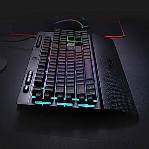 Redragon K512 Shiva RGB Backlit Membrane Gaming Keyboard with Multimedia Keys, Linear Mechanical-Feel Switch, 6 Extra On-Board Macro Keys, Dedicated Media Control, Detachable Wrist Rest