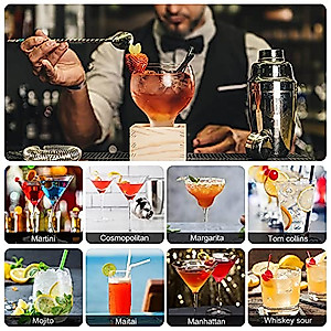 LIVEHITOP Cocktail Shaker Set, Stainless Steel Bartending Kit with 25 oz Martini Shaker, Jigger, Strainer, Mixing Spoon, Muddler, Recipe, Professional Bar Tools Gifts for Him Her