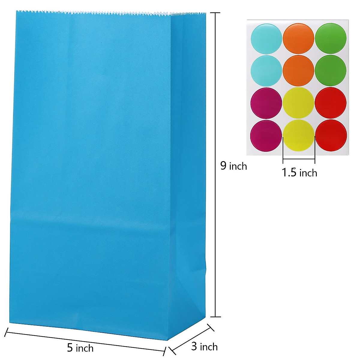 Jucoan 60 Pack Small Solid Color Paper Party Favor Bags, 9 x 5 x 3 Inch Paper Gift Bags, Wrapped Treat Bags Candy Bags for Candy Buffet, Hallowween Trick or Treat, Kids Birthdays, Baby Showers, Christmas Party, 6 Colors