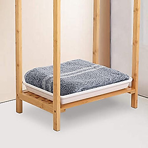 WANLISELL Freestanding Towel Rack Bathroom Bamboo Towel Holder 3 Tier Stainless Steel Stand Organizer for Bathroom, Kitchen, Pool Towel Drying Racks for Outdoor