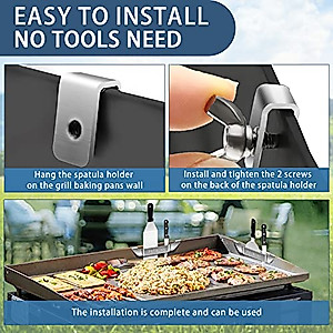 2.0 Upgraded Stainless Steel Griddle Spatula Holder, Barbecue Spatula Rack with 2 Screws, Spatula Holder for Blackstone Camp Chef Flat Top Griddle and Other Grill Griddles Accessories ( 1PC)