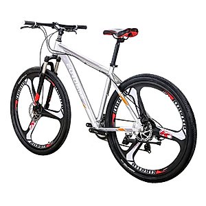 LZBIKE Bike X9-29 Aluminum Alloy Mountain Bike 21 Speed Shift Left 3 Right 7 Frame Shock Absorption Mountain Bicycle (Silver)