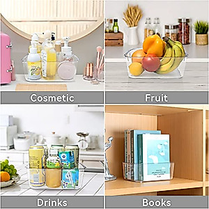 Pafino Plastic Storage Baskets - Small Pantry Organizer Bins Stackable Basket Household Organizers for Kitchen, Shelves, Countertops, Desktops, Cabinets, Bedrooms and Bathrooms (acrylic)
