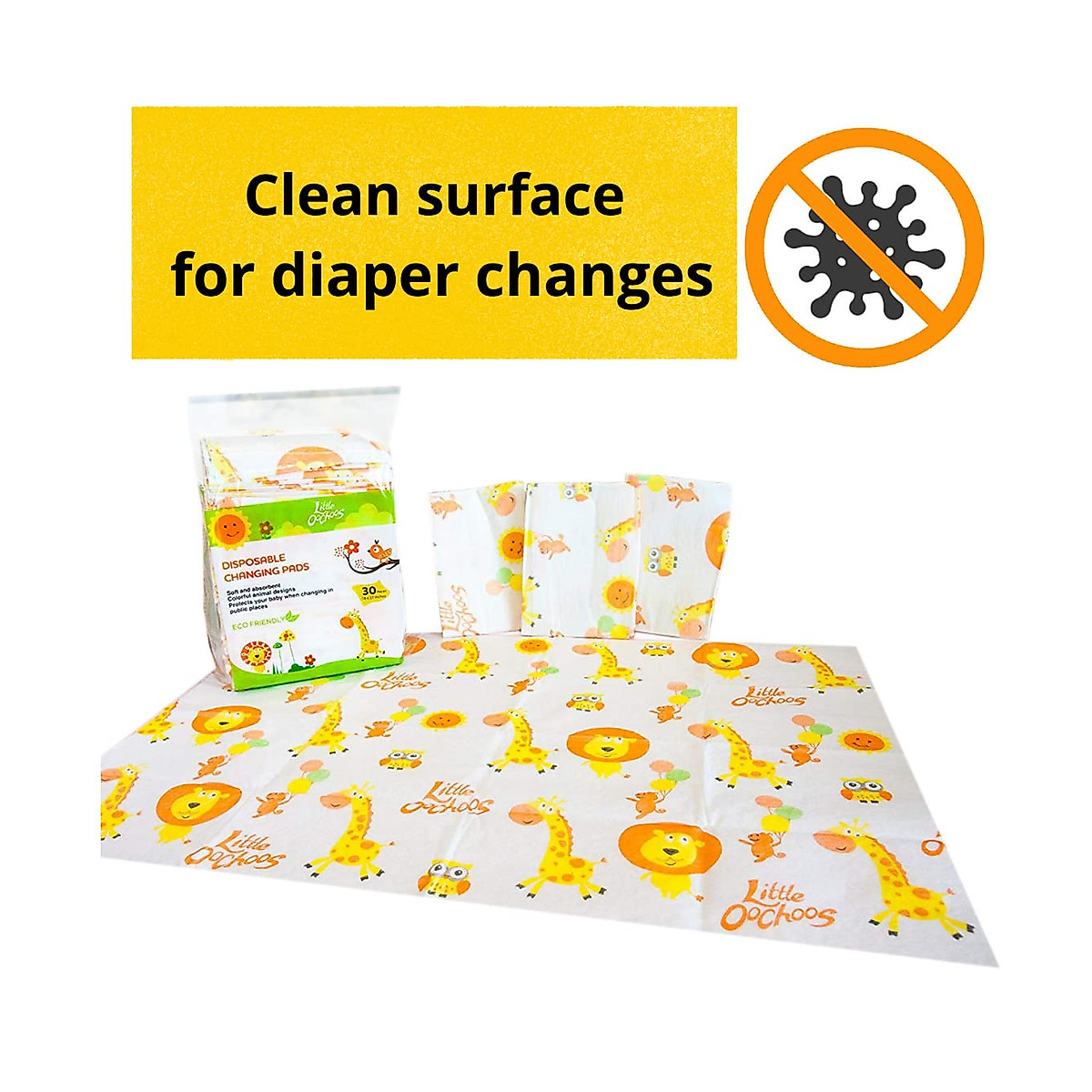 30 Large Disposable Changing Pads Mats Sanitary Baby Infant Toddler Diaper Liners Covers for Travel Changing Station Tables. Soft and Waterproof. Buy Now!