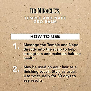Dr. Miracle's Temple and Nape Gro Balm - For Healthy Hair Growth, Contains Wheat Protein, Aloe, Vitamin A, Vitamin D, Strengthens, Promotes Growth, 4 oz
