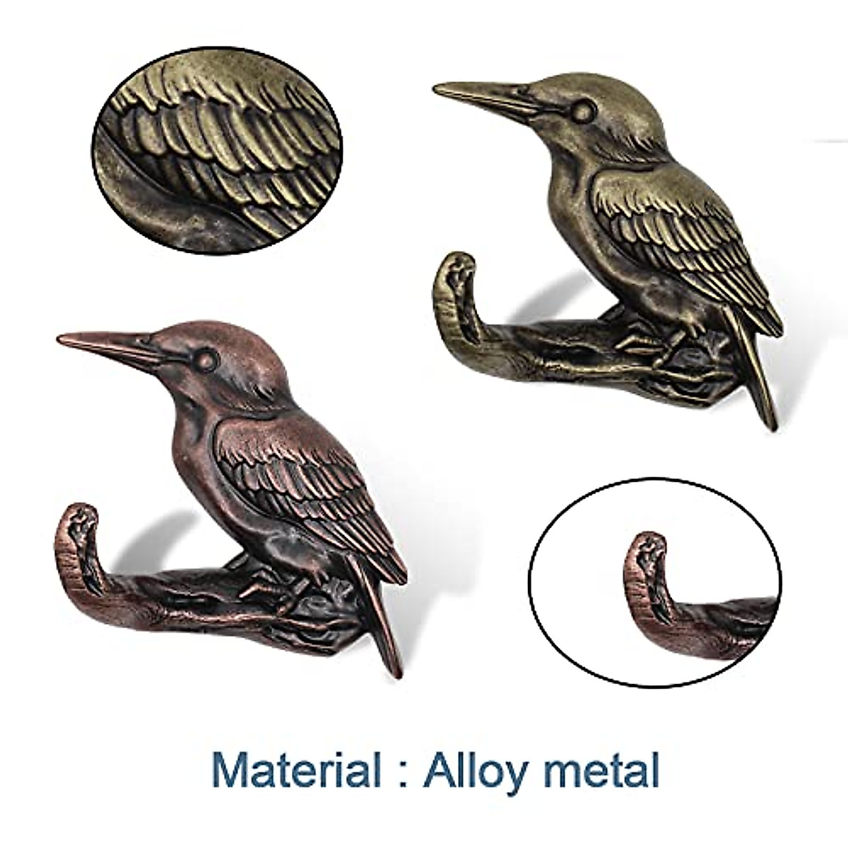 Decorative Wall Hook,Birds On Branch for Hanging Towels Coats Hats Clothes Keys 2 Hooks