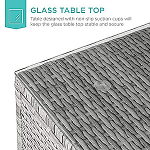 Best Choice Products 5-Piece Modular Conversation Set, Outdoor Sectional Wicker Furniture for Patio, Backyard, Garden w/ 3 Chairs, Ottoman Chair, 2 Pillows, 6 Seat Clips, Coffee Table - Gray/Navy