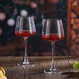 Crystal Wine Glasses Set of 8 Hand Blown Red Wine Glasses 15 Oz Clear Long Stem Wine Glasses with Flat Bottom Dishwasher Safe for Wedding Christmas Anniversary Restaurants Home Bar Parties