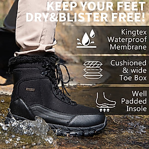 SHULOOK Men's Snow Boots Waterproof Warm Fur Lined Winter Hiking Boot Non-slip Outdoor Ankle High-top Shoes Work Hiker Trekking Trail