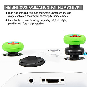 Playrealm FPS Thumbstick Extender &Texture Rubber Silicone Grip Cover 2 Sets for Xbox Series X/S & Xbox One Controller(Joker Green)