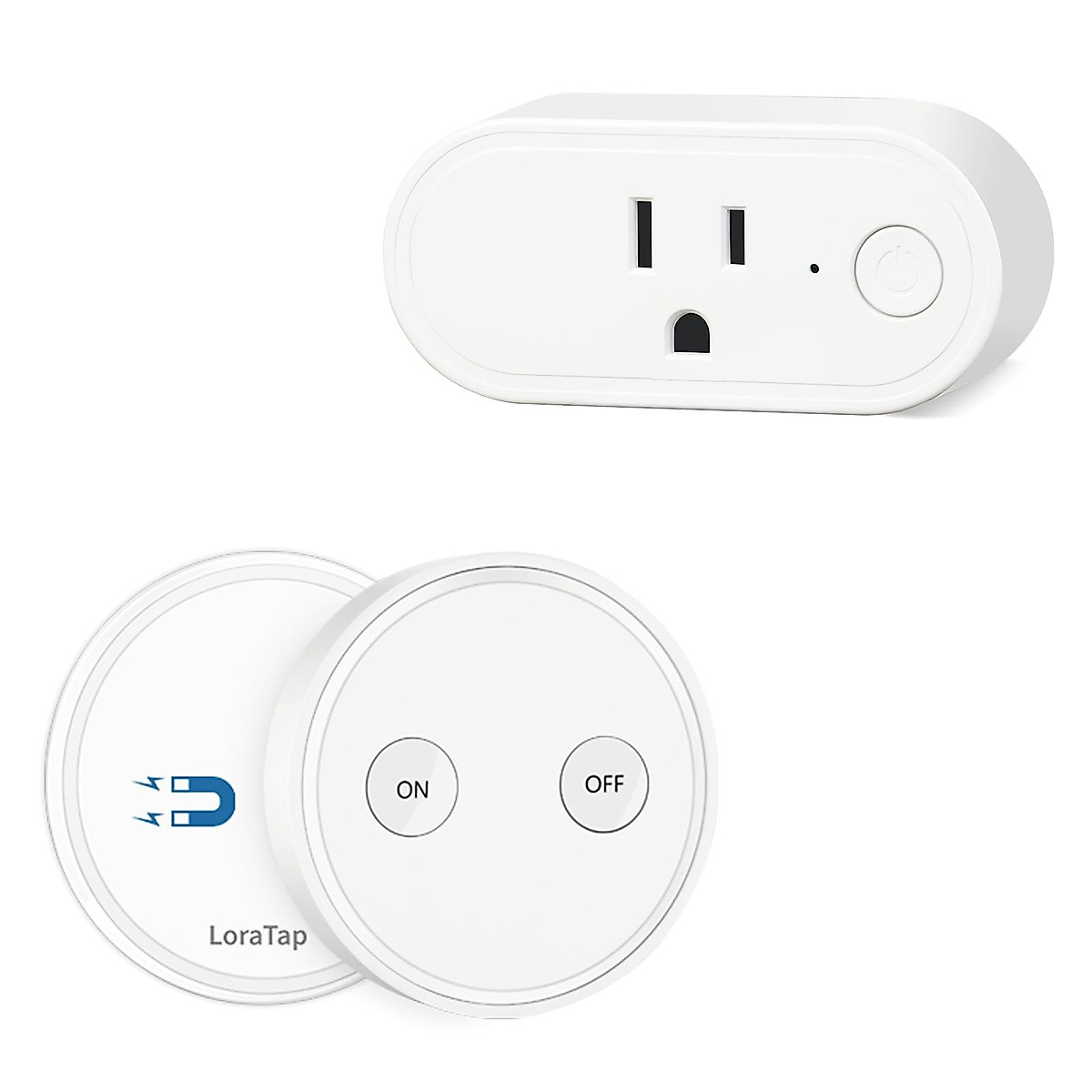 LoraTap Remote Control Outlet Plug Adapter with Remote, 656ft Range Wireless Switch for Lights and Household Appliances, No Hub Required, 16A/1760W, White, 2 Years Warranty