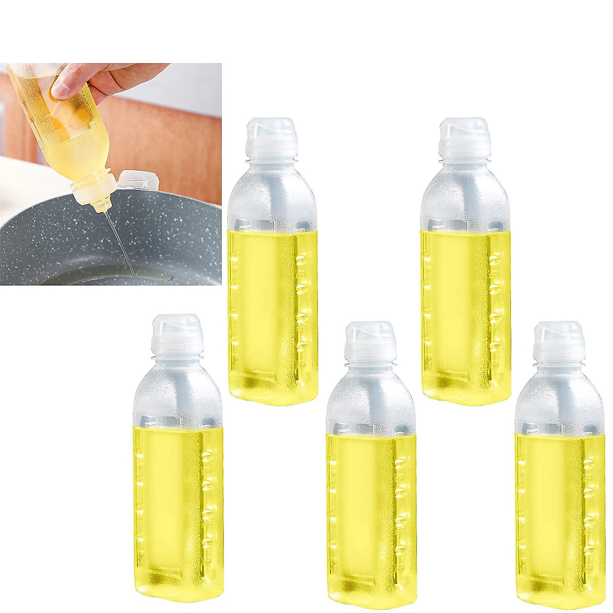 chiLUER Kitchen Squeeze Oil Bottle Dispenser - Condiment Squeeze Bottle,Leak Proof Squirt Reusable Plastic Oil Container,Easy Refill and Cleaning 500ml