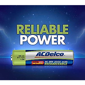 ACDelco 2-Hour Fast Battery Charger Includes AA Rechargeable Batteries and Car Adapter, 4 Count