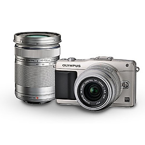 Olympus E-PM2 16MP Mirrorless Digital Camera with 14-42mm and 40-150mm Two Lens Kit (Silver) (Old Model)