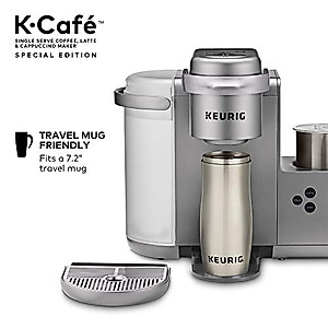 Keurig K-Cafe Special Edition Single Serve K-Cup Pod Coffee, Latte and Cappuccino Maker, Comes with Dishwasher Safe Milk Frother, Shot Capability, Nickel
