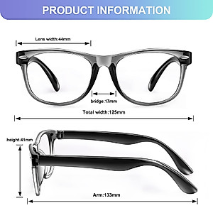 Okany Blue Light Glasses for Kids 3 Pack Blue Light Blocking Glasses for Teen Boys Girls Age 3-10,Computer Screen Gaming TV Phone Glasses Anti Glare,UV & Eye Strain (Grey Black+Transparent+Blue)