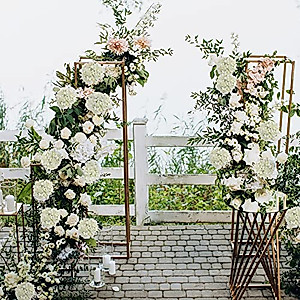 JPSOR 40pcs Artificial Hydrangea Silk Flower Heads with Stems, Fake Flowers for Mothers Day Wedding Centerpiece Home Garden Party Decoration (White)