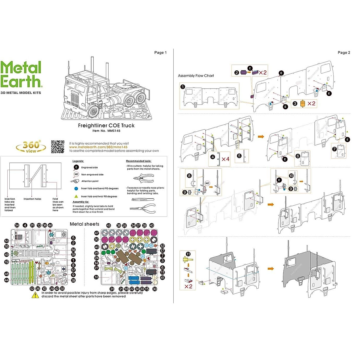 Fascinations Metal Earth Freightliner COE Truck 3D Metal Model Kit