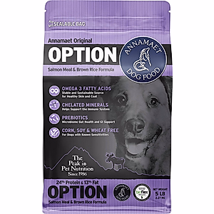 Annamaet Original Option Formula Dry Dog Food, 24% Protein (Salmon & Brown Rice), 5-lb Bag