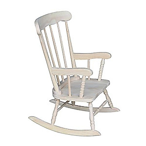 IC International Concepts Juvenile Rocker, Solid Wood Child's Rocking Chair, Sturdy and Durable Furniture for Kids Room or Nursery - Unfinished