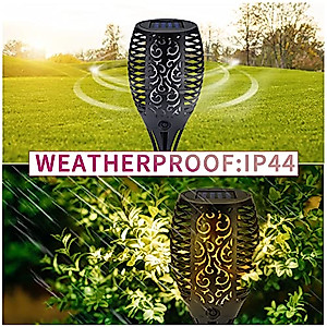 Solar Lights Outdoor, 34 LED Torch Light with Flickering Flames Decoration Lighting Auto On/Off, Waterproof Solar Torches for Garden Landscape Yard and Patio