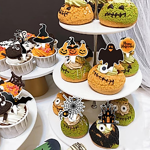 73pcs Halloween Cupcake Toppers Trick Or Treat Cake Topper For Halloween Birthday Decoration Witches Pumpkin Bat Ghost Party Supplies