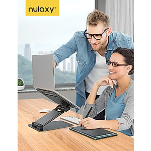 Nulaxy Laptop Stand for Desk, Ergonomic Sit to Stand Laptop Holder Convertor, Adjustable Height from 1.18" to 21", Supports up to 22lbs, Compatible with MacBook, All Laptops Computer Tablets 10-17"