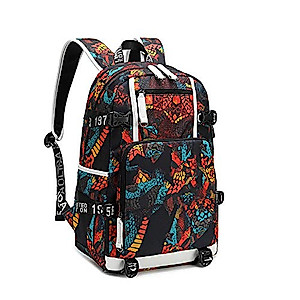 The Seven Deadly Sins Gold Print Oxford USB Charging Laptop Backpack Anime Travel Bagpack Men Large Bookbag(26)