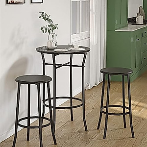 GAOMON 3-Piece Bar Table Chairs, Round Counter Height Bistro Dinette Sets with 2 Barstools for Kitchen, Breakfast Nook, Small Spaces, Matte Black