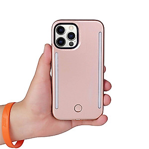 VANJUNN Selfie Illuminate Case for iPhone 13 Pro Max, LED Light up Case with Rechargeable Back and Front Illuminated Luminous Case for 13 Pro Max(Rose Gold)