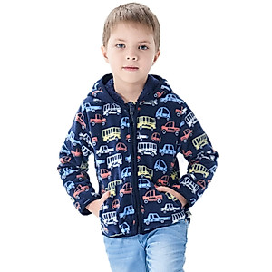 Toddler Baby Fleece Jacket Hooded Kids Boys Girls Autumn Winter Long Sleeve Thick Warm Outerwear 2-6 Years (5T, Blue)