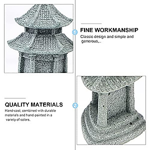 3Pcs Miniature Pagoda Lantern Japanese Stone Lantern for pPatio Decorations Outdoor Fairies Figurines for Miniature Fairy Garden Accessories, Light Grey, 5.5x2.8cm (273YTQK1455UWHQ136)
